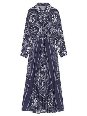 Maje Paisley-print Maxi Dress - Navy Bandana Print