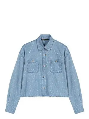 Maje Bridget Rhinestone-embellished Denim Shirt - Denim Blue