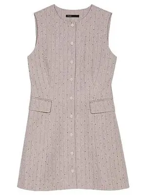 Maje Rhinestone Embellished Mini Dress - Light Grey