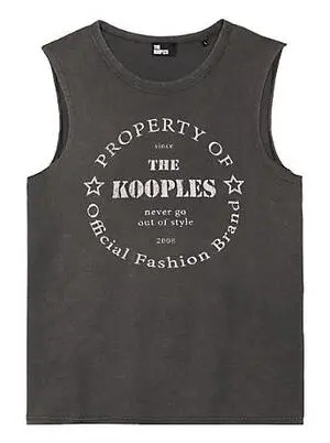 The Kooples Logo-print Sleeveless Cotton T-shirt - Black Washed