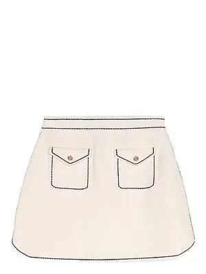 Maje Topstitched Patch-pocket Mini Skirt - Ecru