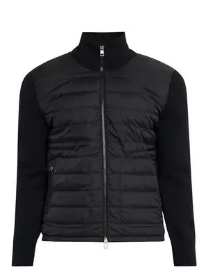 Moncler Archivio Basic Puffer Wool Sleeve Cardigan Black
