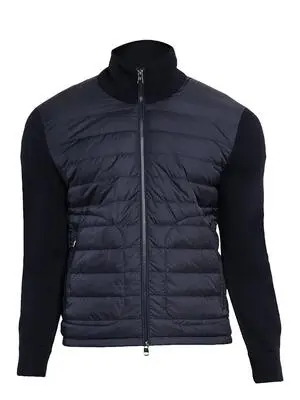 Moncler Archivio Basic Puffer Wool Sleeve Cardigan - Navy
