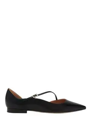 MALONE SOULIERS Bettina Pointed-toe Buckle Flats - Black