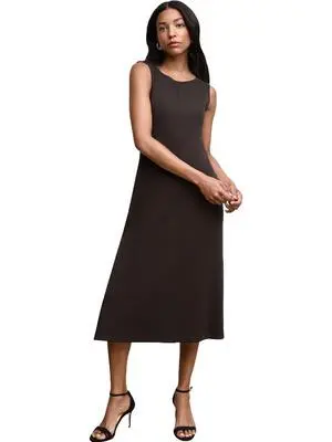 M.M.LAFLEUR Milano Drape Ribbed Pima Modal Midi Dress Black