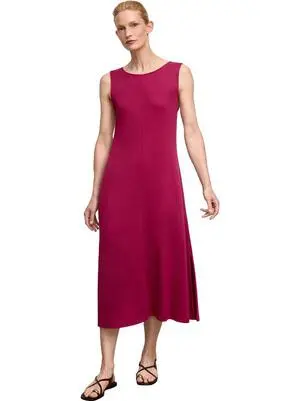 M.M.LAFLEUR Milano Drape Ribbed Pima Modal Midi Dress Dark Fuchsia