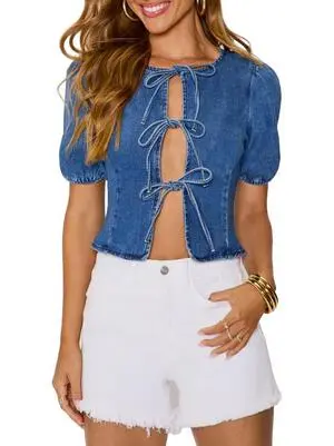 VICI Delilah Tie Front Top - Denim