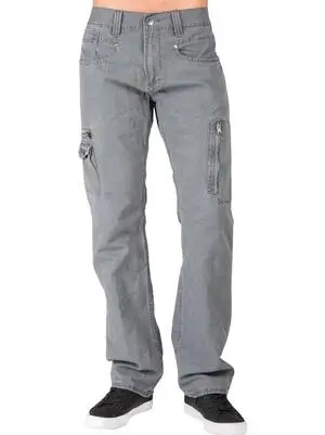 LEVEL 7 LEVEL 7 Relaxed Straight-Leg Cargo Jeans Charcoal