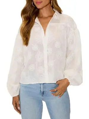 VICI Floral Jacquard Button-up Shirt - Cream