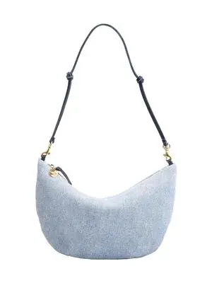 Clare V. Lune Shoulder Bag - Light Blue Denim Suede