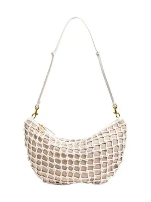 Clare V. Lune Shoulder Bag - White Knot Woven Leather
