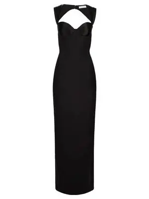 Nina Ricci Satin-paneled Open-back Maxi Dress - Black