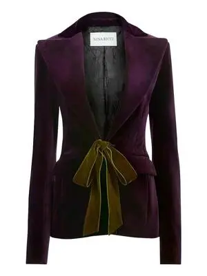 Nina Ricci Bow-detail Velvet Blazer - Purple