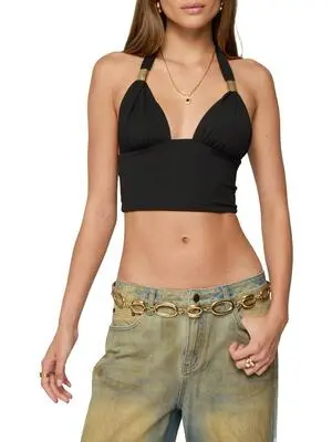 EDIKTED Aiva Crop Halter Top - Black