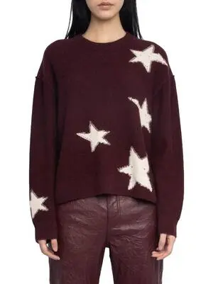 Zadig&Voltaire Mark Stars Cashmere Sweater - Burgundy