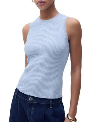 Mango Sleeveless Ribbed Sweater Sky Blue