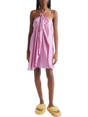 Acne Studios Draped Satin Halterneck Mini Dress - Blush Pink