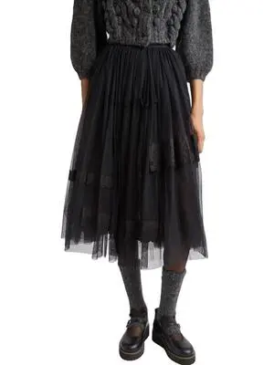 MERUERT TOLEGEN Volume Tulle A-line Skirt - Black