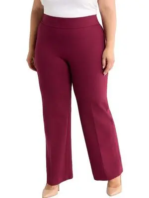 Anne Klein High Waist Wide Leg Pants - Chianti