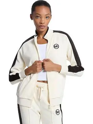 Michael Kors Striped Velour Zip-up Jacket - Natural