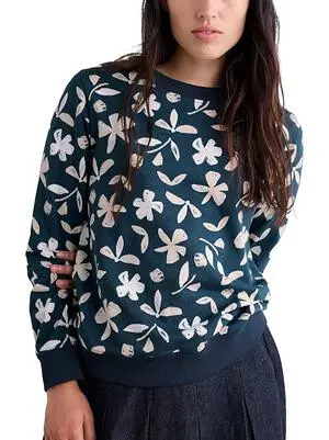 SEASALT CORNWALL Printed Long Sleeve Sweatshirt - Organic Shapes Dark Lugger