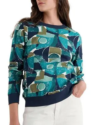 SEASALT CORNWALL Printed Long Sleeve Sweatshirt - Penwith Abstract Emulsion