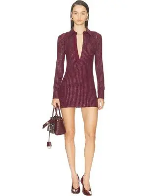 Attico Studded Mini Dress - Burgundy