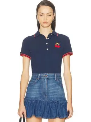 Valentino Garavani Polo Top With Beaded Detail - Indaco
