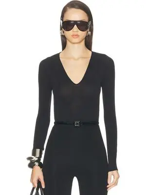 Wolford The V Neck Bodysuit - Black