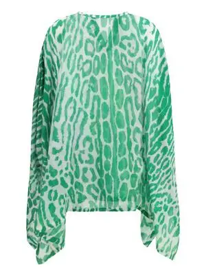 TOM FORD Leopard Print Silk Top - Green