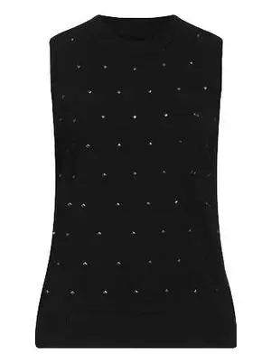 Armani Exchange Sleeveless Studded Knit Top - Black