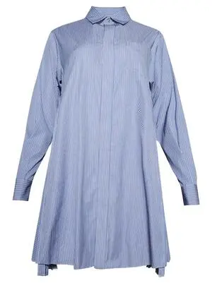 Sacai Poplin Shirt Dress Pinstripe - Blue
