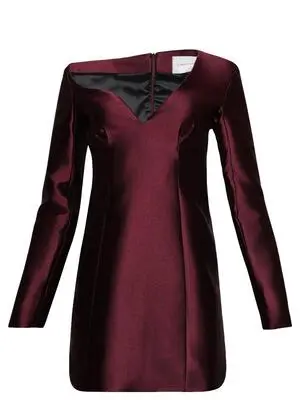 Florence & Fortitude Long Sleeve Mini Dress With Asymmetric Neckline - Purple