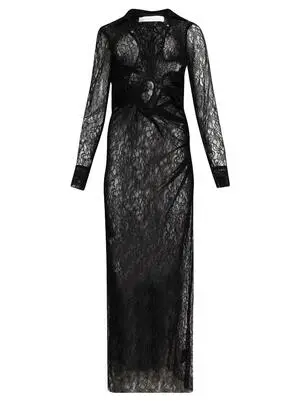 Christopher Esber Sheer Lace Venus Plunge Gown - Black