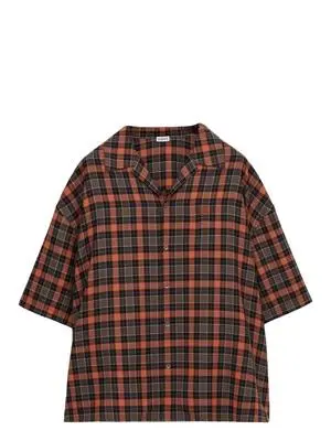 Loewe Wool Blend Short Sleeve Shirt And Black - Orange