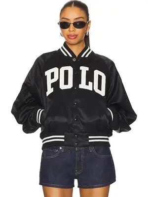Polo Ralph Lauren Logo Satin Bomber Jacket - Polo Black