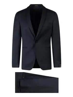 Tagliatore Virgin Wool Tuxedo With Shawl Lapel - Black