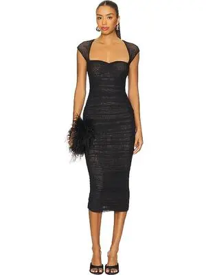 SEROYA Kylie Mesh Midi Dress - Black