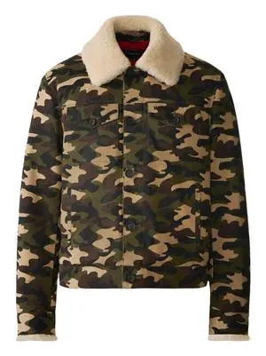 Mackage Camouflage Trucker Jacket With Shearling Collar - Camouflage Print