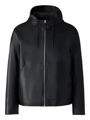 Mackage Ivan Leather Hooded Jacket - Black