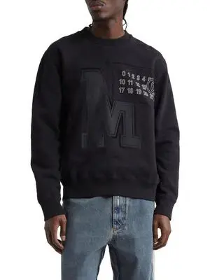 MAISON MARGIELA Numeric Motif Embroidered Sweatshirt - Black