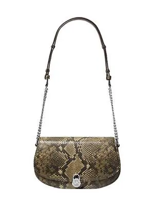 Michael Kors Mila Medium Snake Embossed Messenger Bag - Green