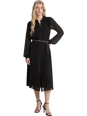 Michael Kors Pleated Georgette Shirtdress - Black