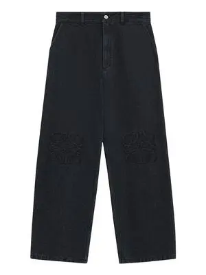 Loewe Tonal Anagram Baggy Wide-leg Jeans - Black