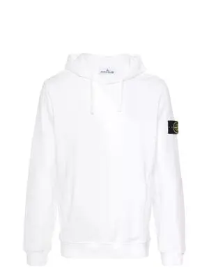 Stone Island Compass Badge Cotton Hoodie - White