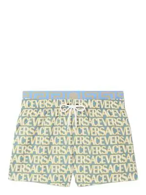Versace Logo Swim Shorts - Blue