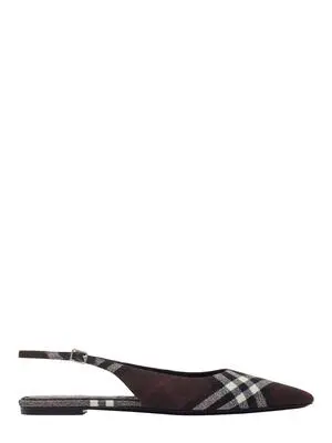 Burberry Check Slingback Ballerinas - Mahogany Brown