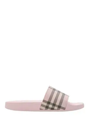Burberry Check Slides - Mallow Pink