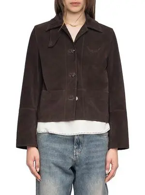 Zadig&Voltaire Lessa Suede Jacket - Dark Chocolate