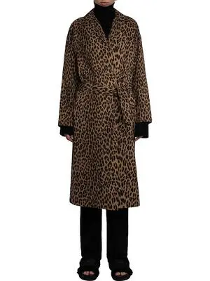Zadig&Voltaire Leopard Print Canvas Coat - Daim